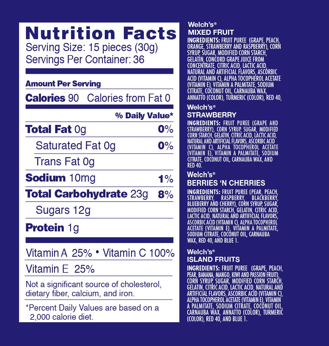 Welch S Fruit Snacks Nutrition Facts Bios Pics